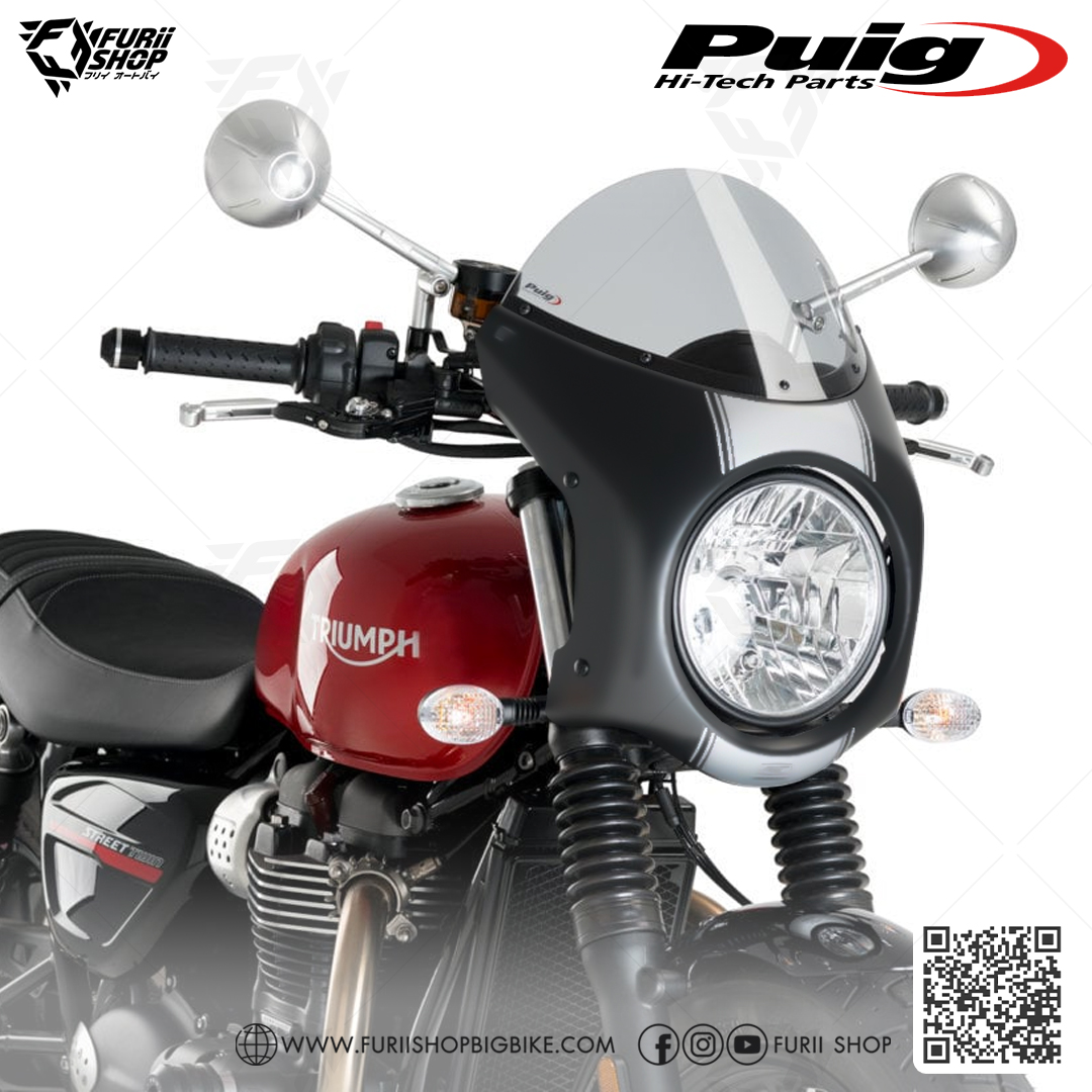 ชิลด์หน้า Puig Windshield Retro Semi Fairing : for Triumph T120 ...