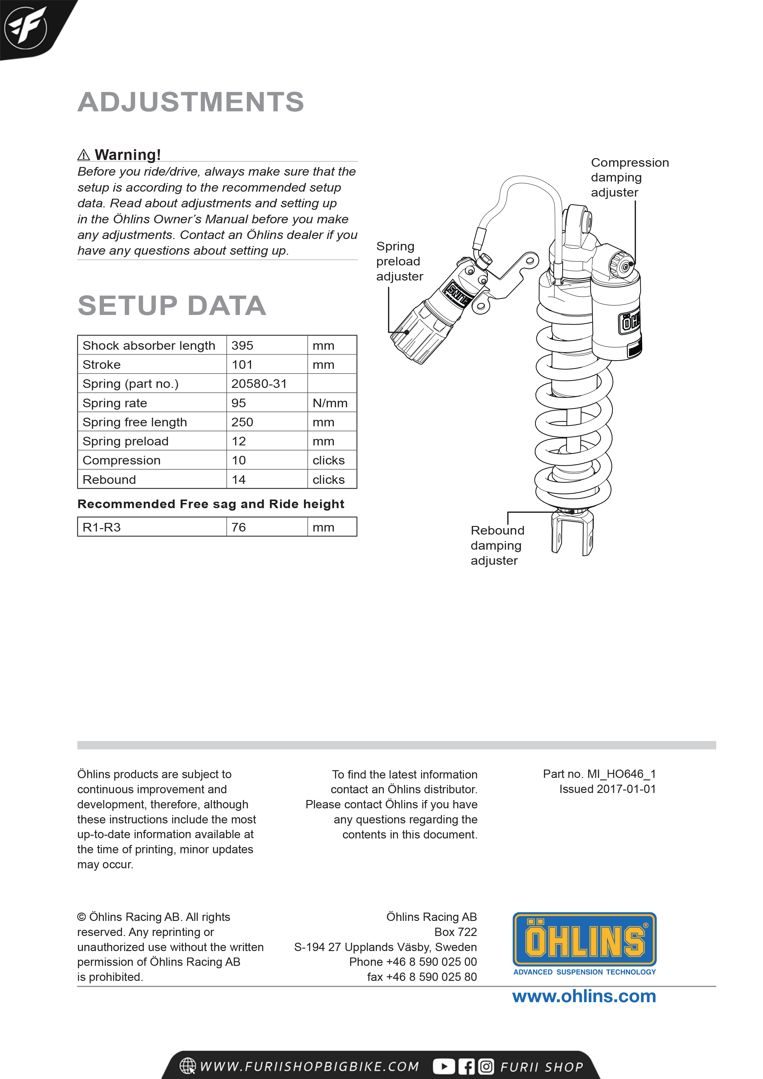โช้คหลัง OHLINS HO 646 STX 46 Adventure FOR HONDA AFRICA TWIN : Inspired by LnwShop.com (v2)