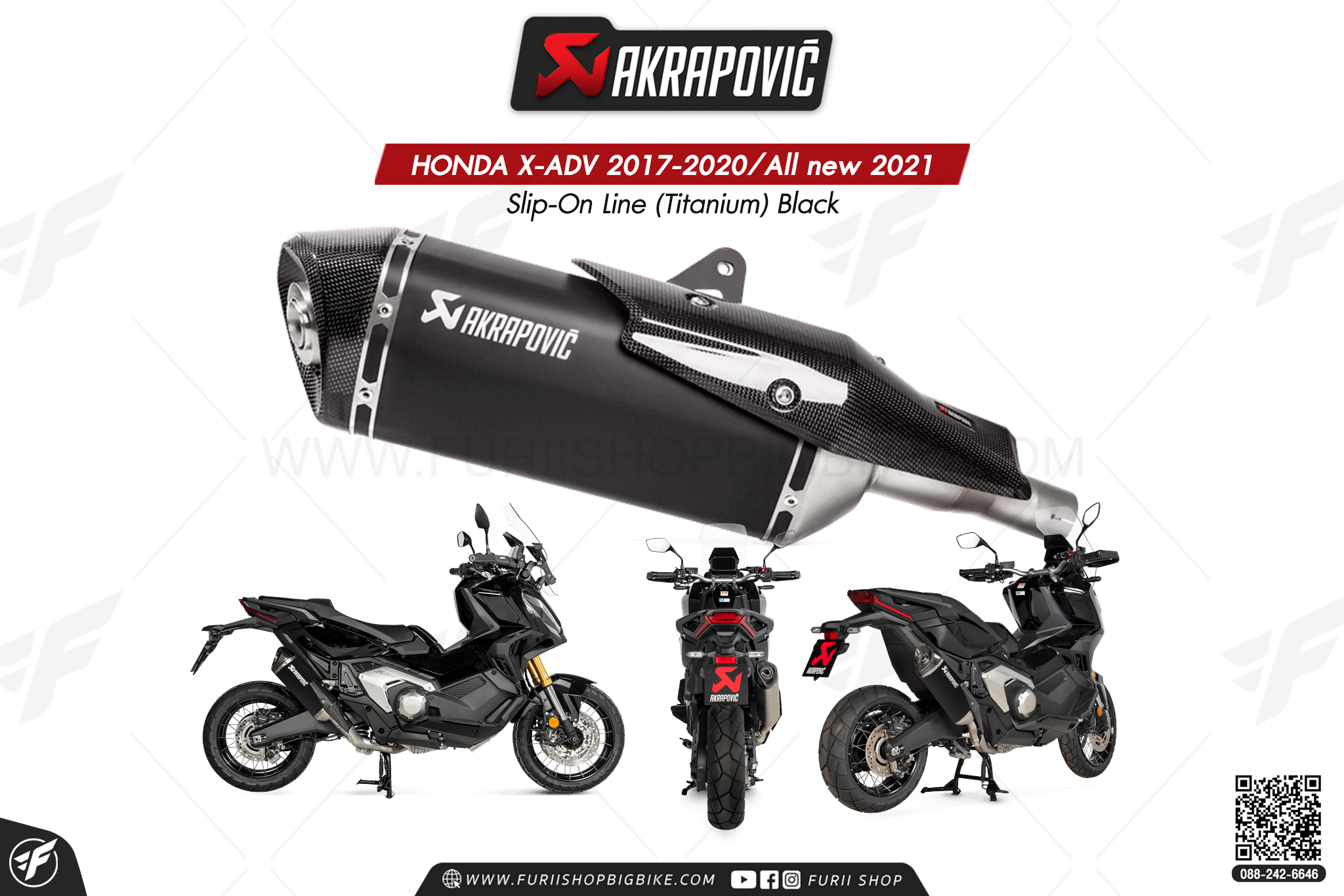 ท่อแต่ง Akrapovic Exhaust Slip-On Line (Black Limited) HONDA X-ADV 2017 ...